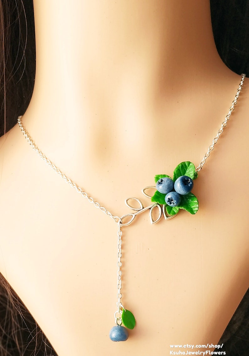 Blueberry Y Necklace Drop Berry Necklace Rustik Wedding - Etsy