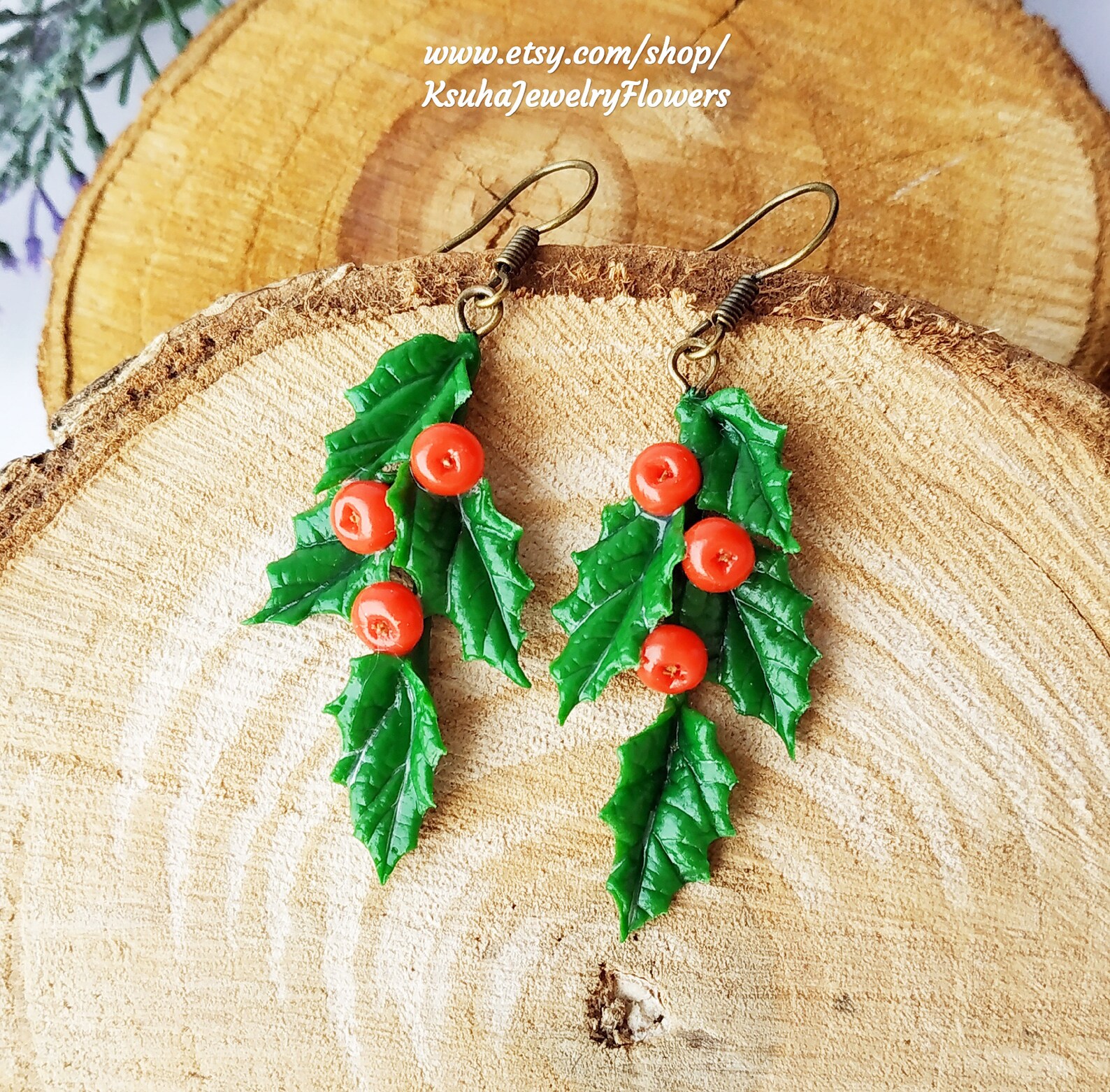 Holly Earrings Christmas Gift for Her Holly Berry Necklace - Etsy