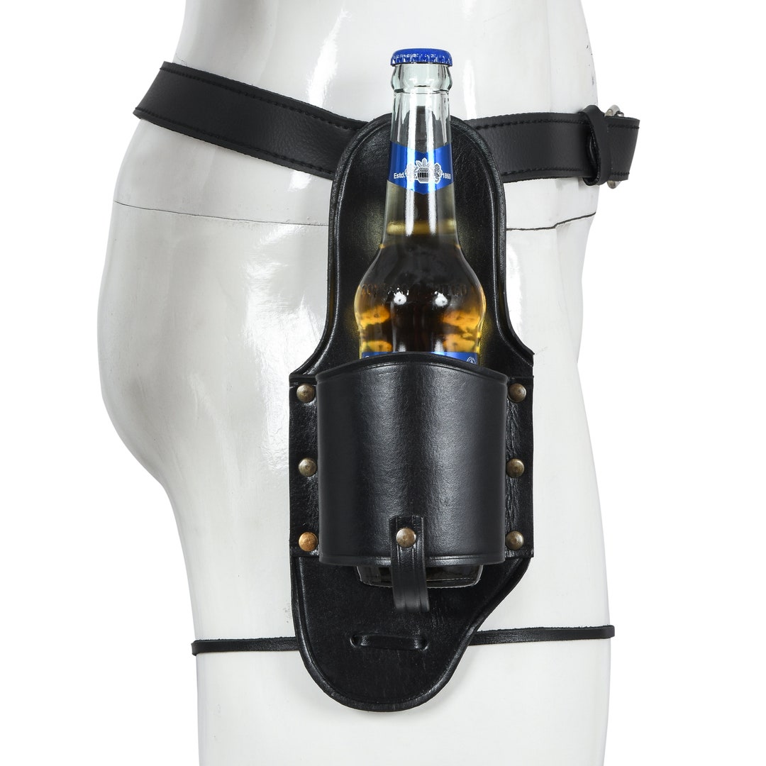 Leather Drink Holder, Handmade Bottle Holder, Leather Bottle Holder ...