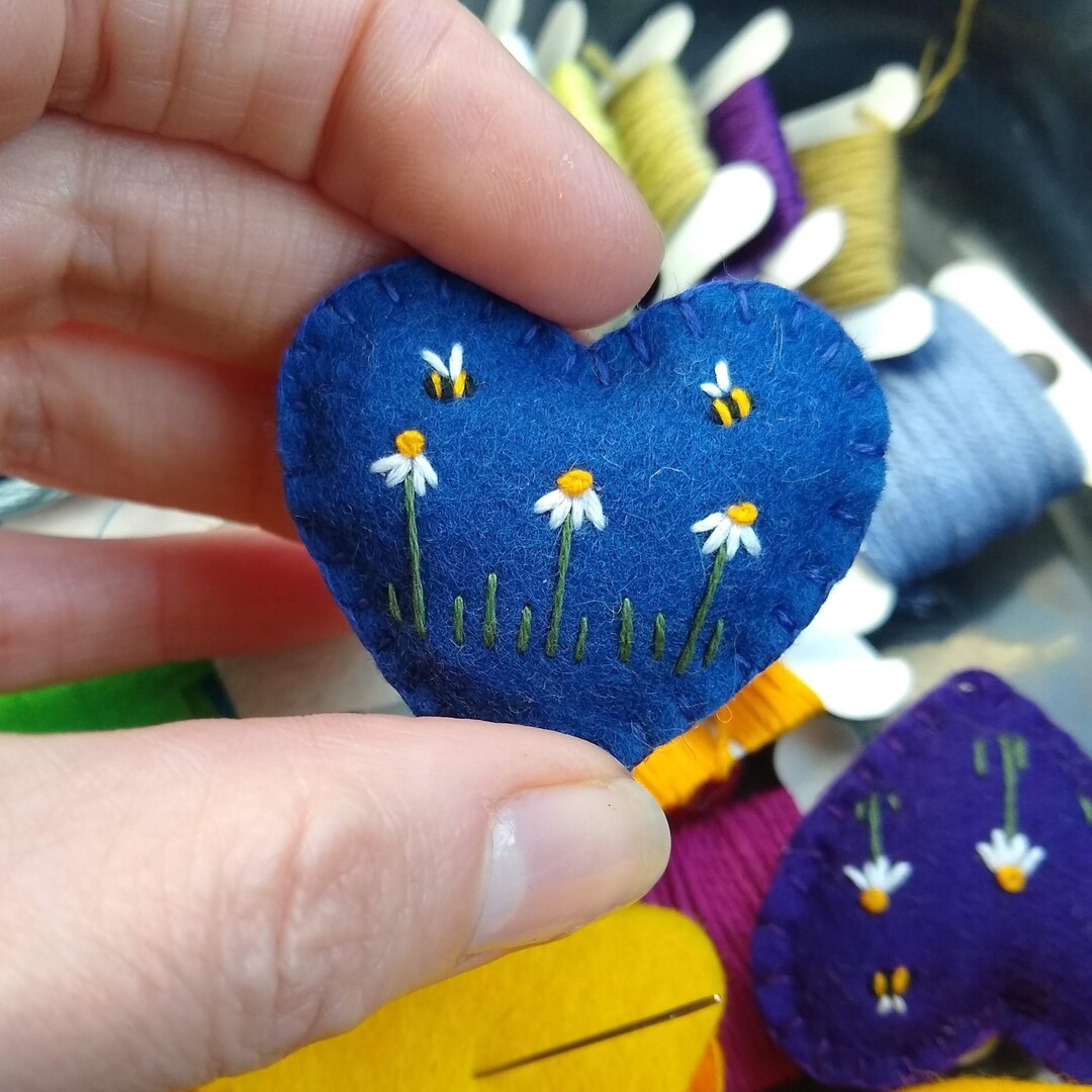 Embroidered Felt Pocket Hug, Embroidered Felt Heart, Felt Pocket Hug ...