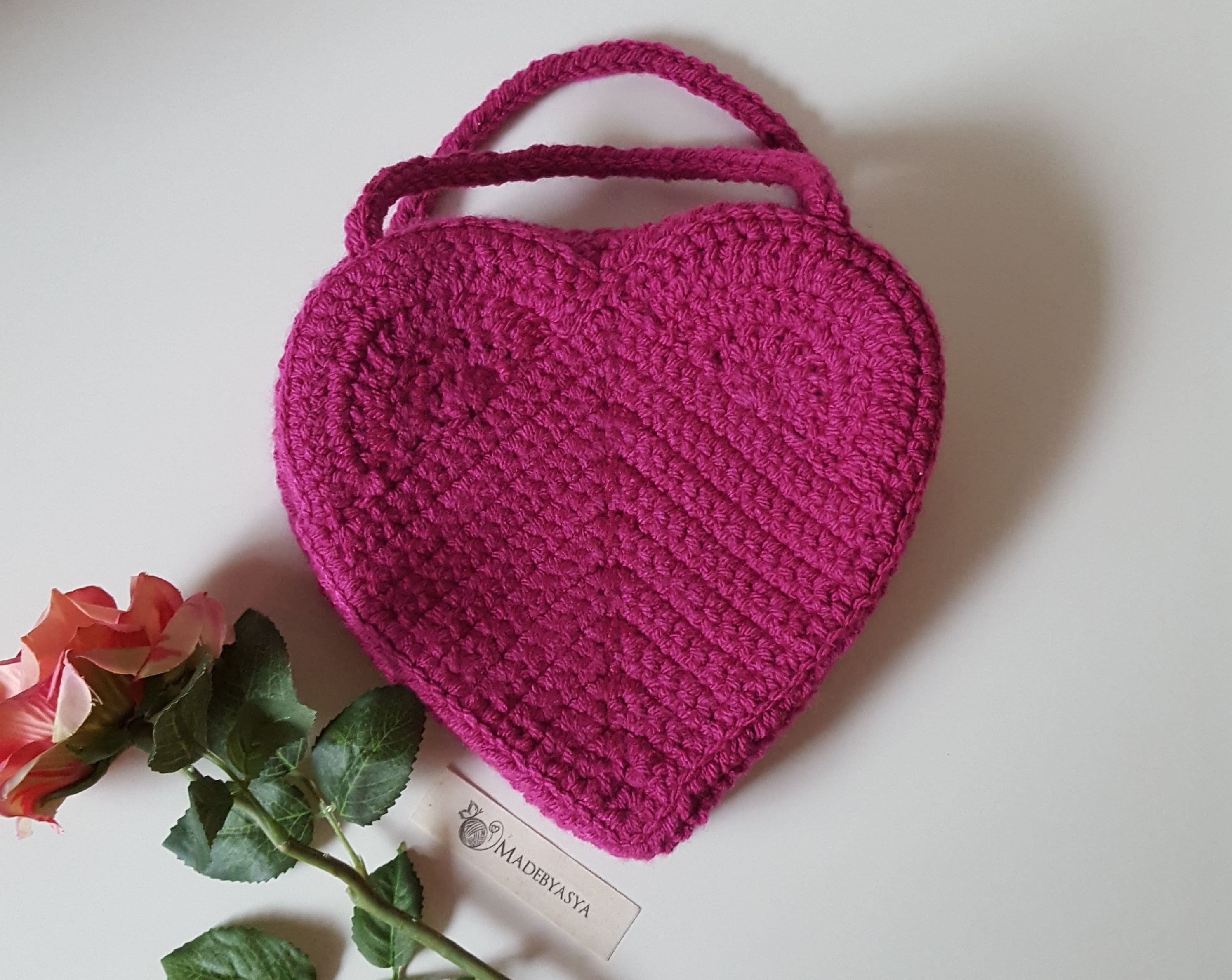 Crochet Written Pattern Heart Bag Row by Row Easy Pattern | Etsy