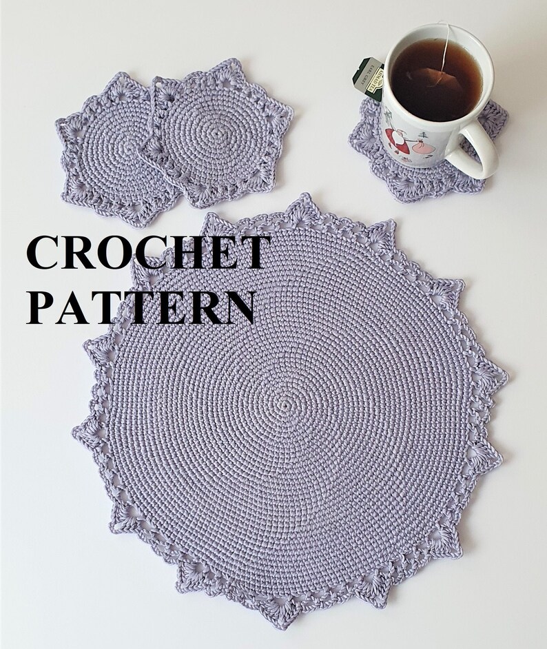 Crochet Coaster and Table Mat Pattern Holi Home Tablecloth - Etsy