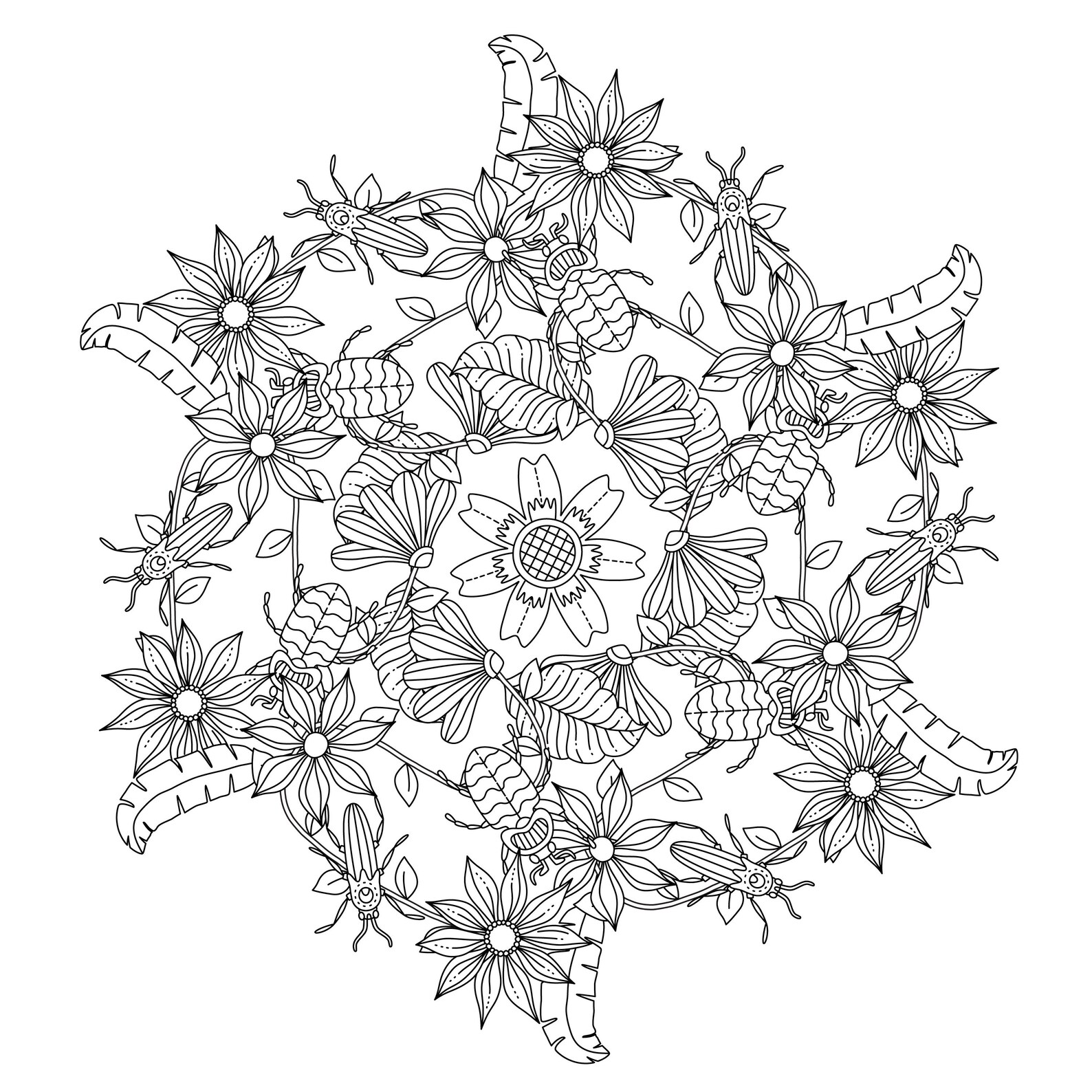 Tropical Florals and Lifes Mandala Coloring Pages. 5 Beautiful - Etsy