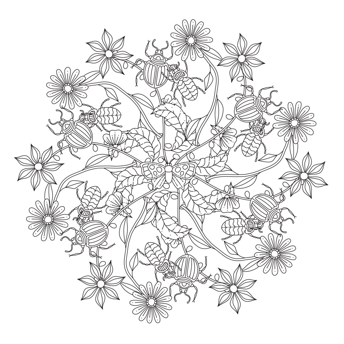 Tropical Florals and Lifes Mandala Coloring Pages. 5 Beautiful - Etsy