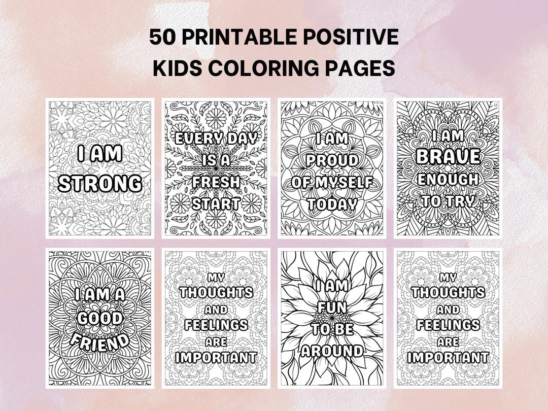 50 Printable Kids Affirmation Coloring Pages, Positive Affirmation ...