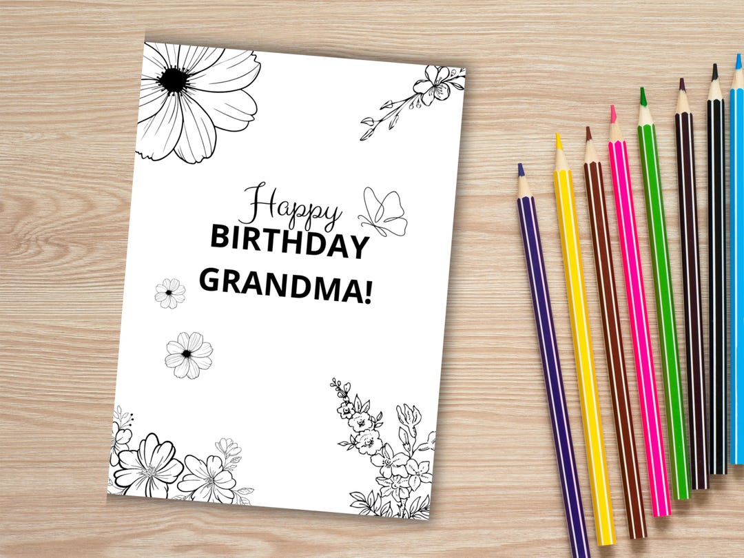 Grandma Birthday Card, Happy Birthday Grandma Coloring Page, Grandma ...