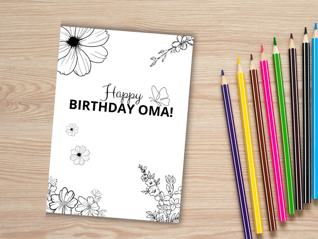Oma Birthday Card, Happy Birthday Oma Coloring Page, Oma Gifts, Grandma ...