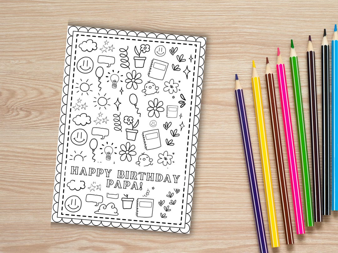Papa Birthday Card, Happy Birthday Papa Coloring Page, Papa Gifts ...