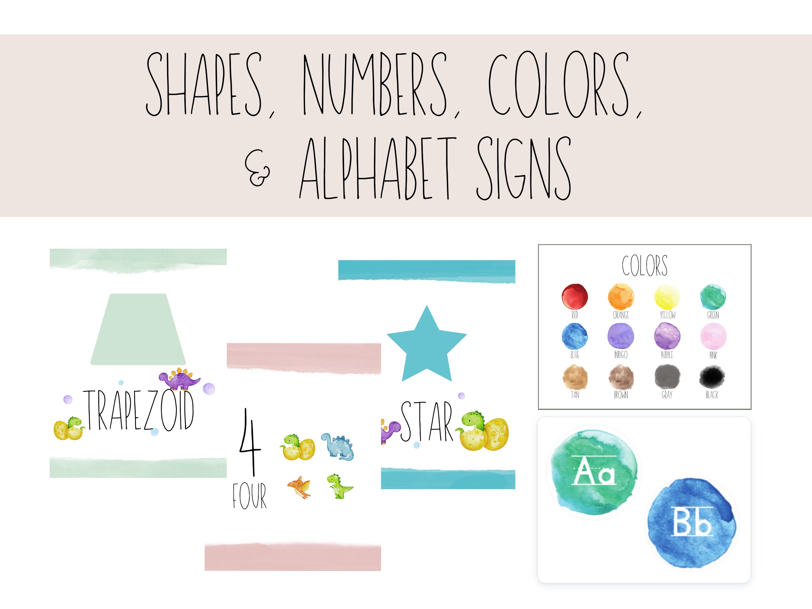 Carta de colores letrero de formas letrero de números - Etsy México