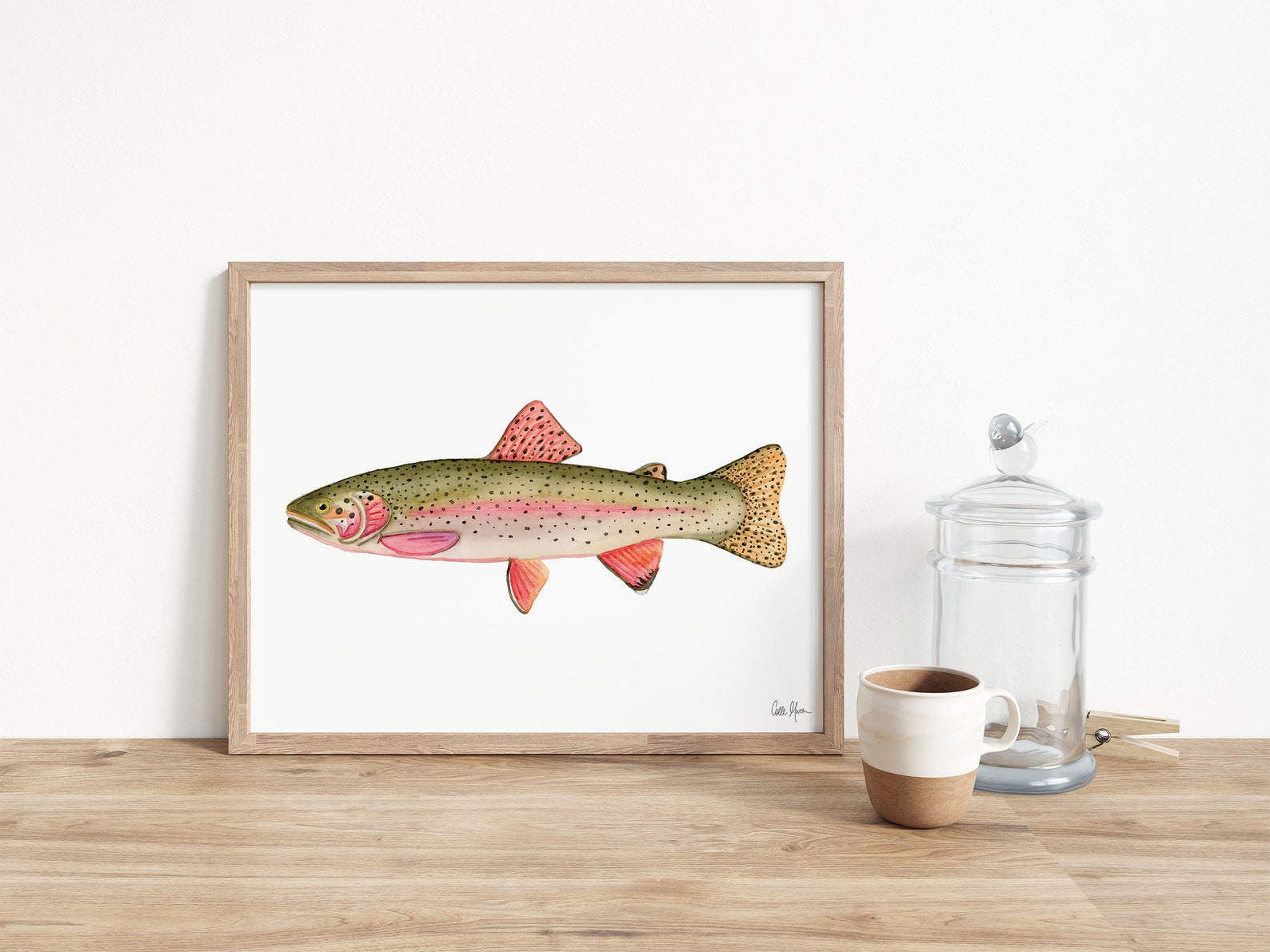 Rainbow Trout Print Fish Painting Wall Decor Fly Fishing - Etsy