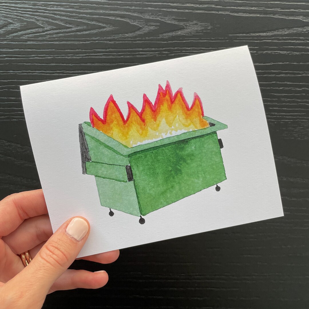 Dumpster Fire Cards, Hot Garbage, Funny Card, Simple Card - Etsy