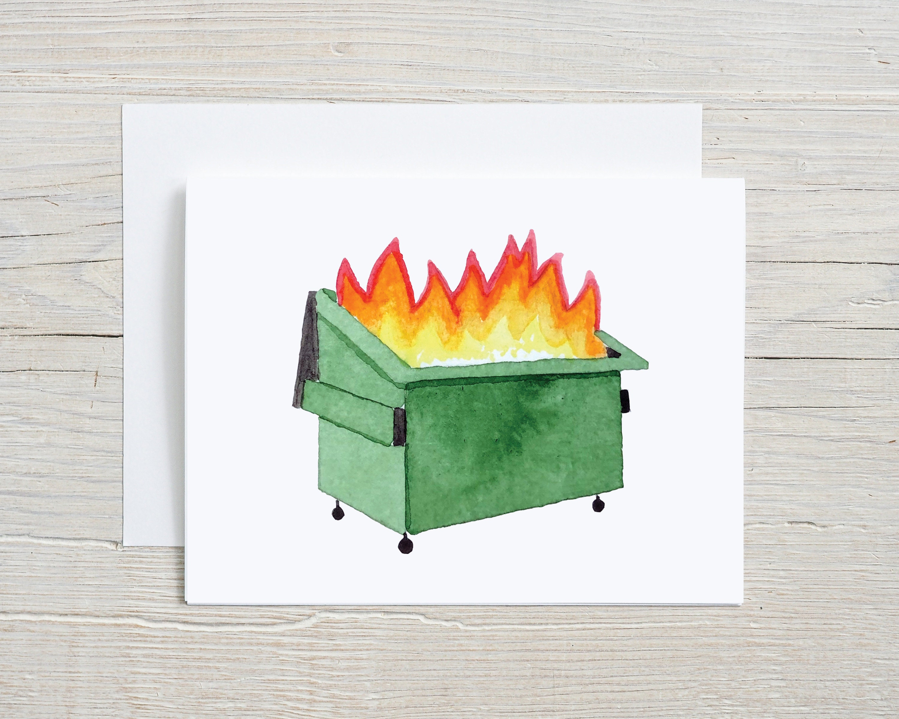 Dumpster Fire Cards Hot Garbage Funny Card Simple Card - Etsy