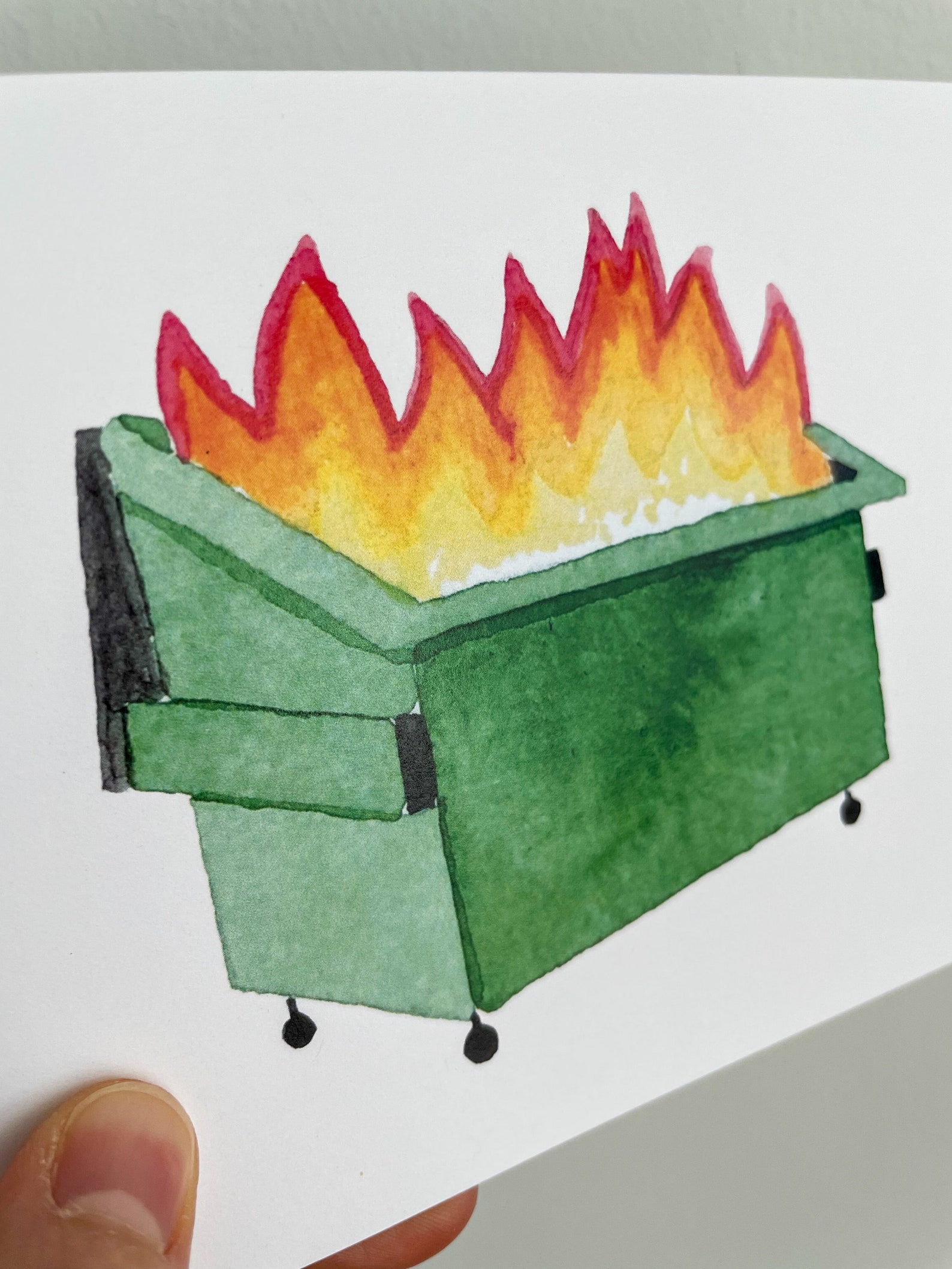 Dumpster Fire Cards Hot Garbage Funny Card Simple Card - Etsy