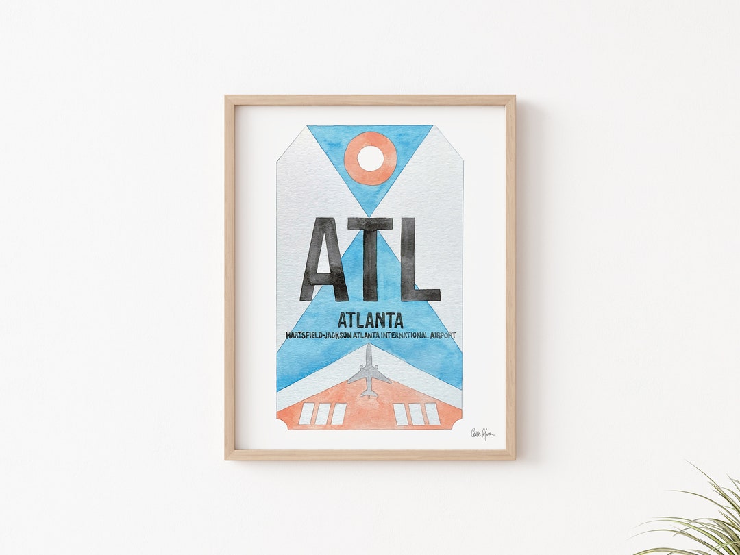 Atlanta Print, ATL Airport Code Art, Luggage Tag Art, Travel Poster - Etsy