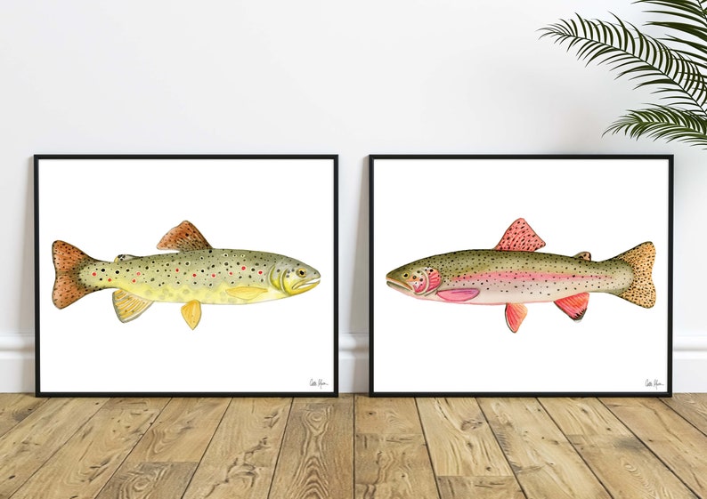 Rainbow Trout Print Fish Painting Wall Decor Fly Fishing - Etsy