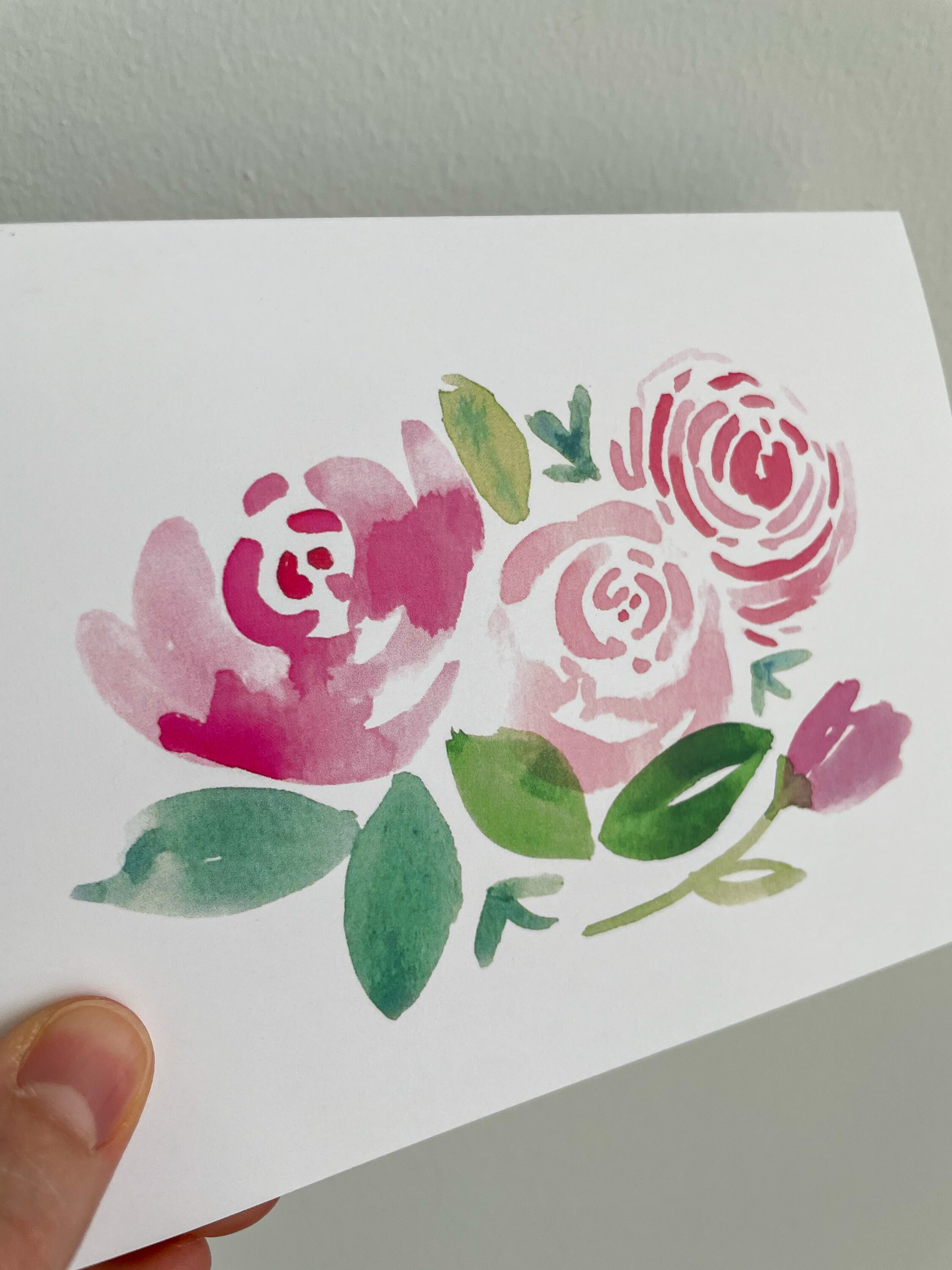 Painted Pink Flower Cards, Floral Note Card, Watercolor Notecard ...