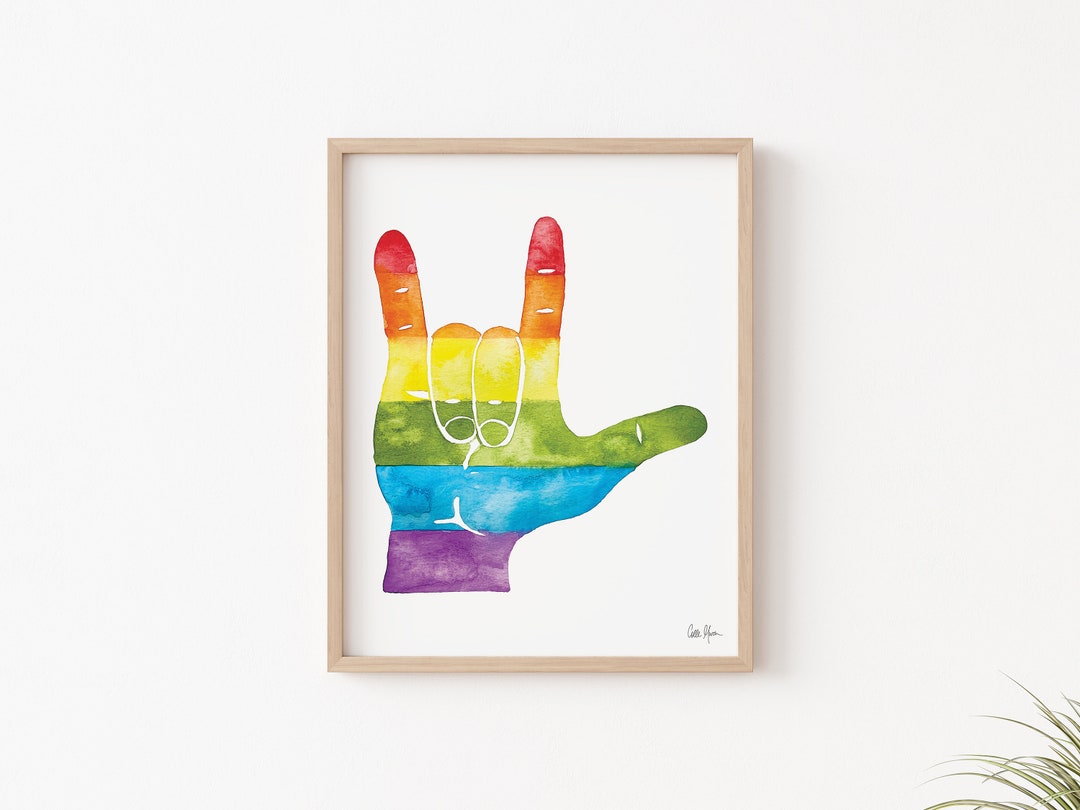 I Love You Print, Sign Language ILY, ASL Wall Decor, LGBTQ Art, Pride ...