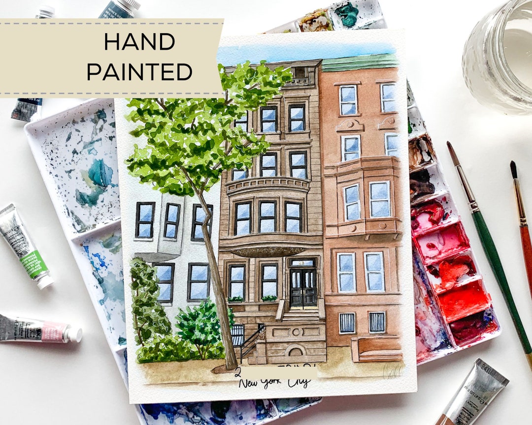 Custom Apartment Portrait, Hand Painted Watercolor, House Portrait ...