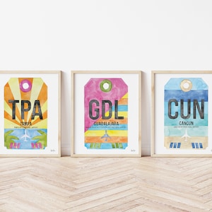 Cancun Print, CUN Airport Code Art, Luggage Tag Art, Travel Poster - Etsy