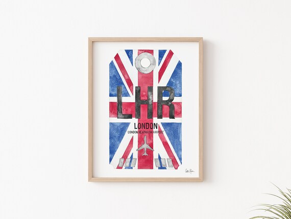 London Print Heathrow Airport Code Art Luggage Tag Art | Etsy