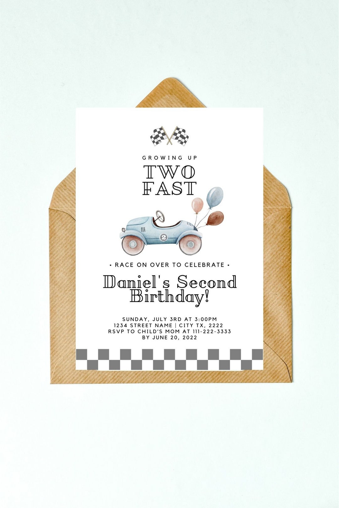 Two Fast Birthday Invitation - Etsy