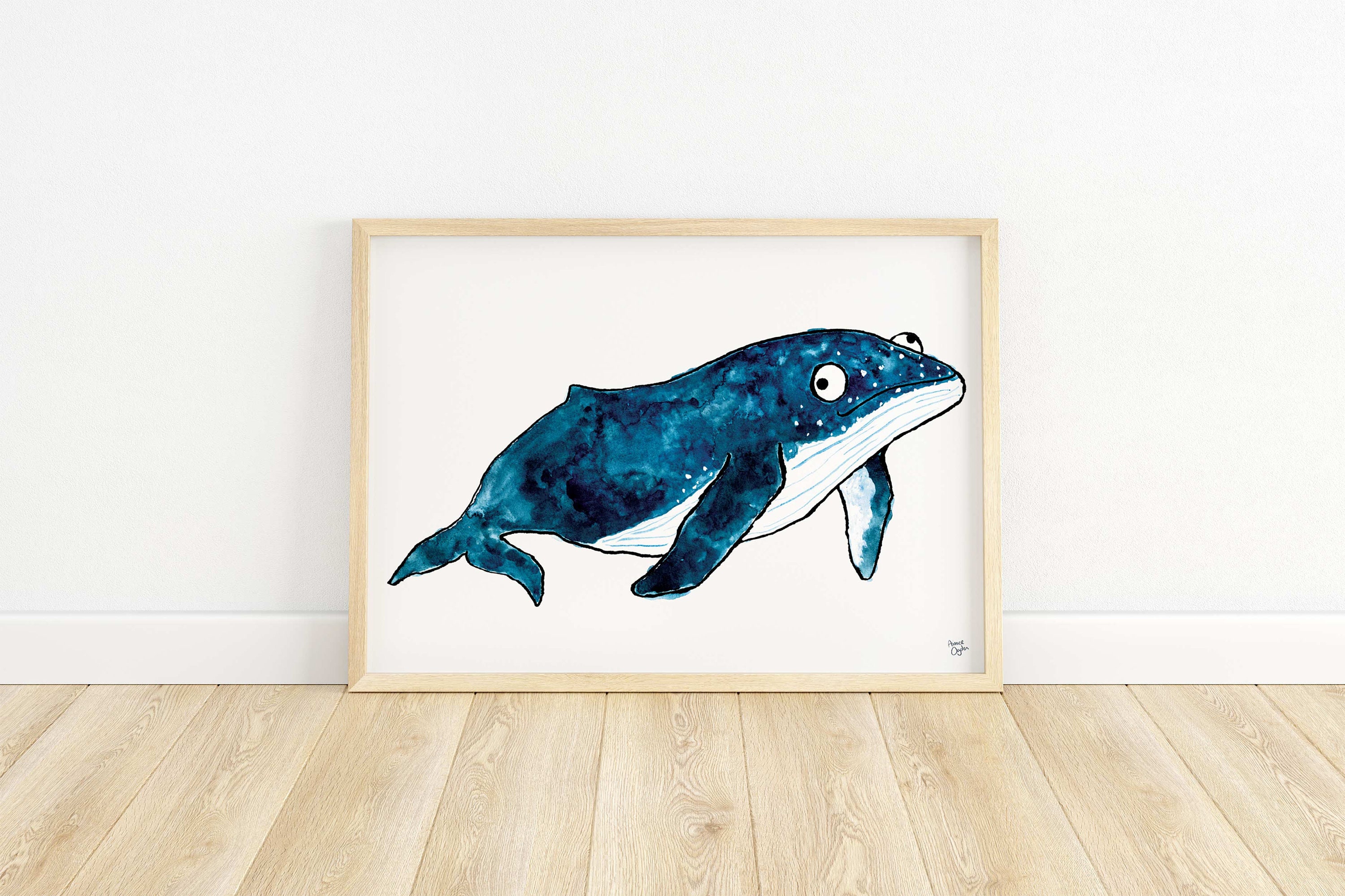 Estampado de ballena, Happy Whale Print, Ballena azul, Decoración de ...