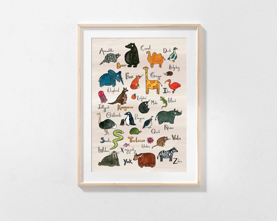 Animal Alphabet Poster Animal Alphabet Art Print A-Z - Etsy