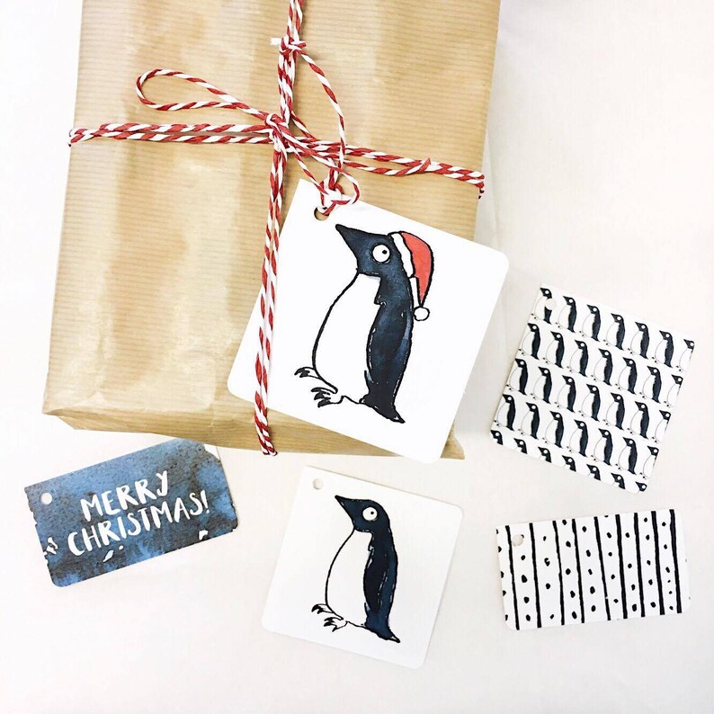 Penguin Christmas Illustrated Gift Tags, Christmas Gift Tags, Christmas ...