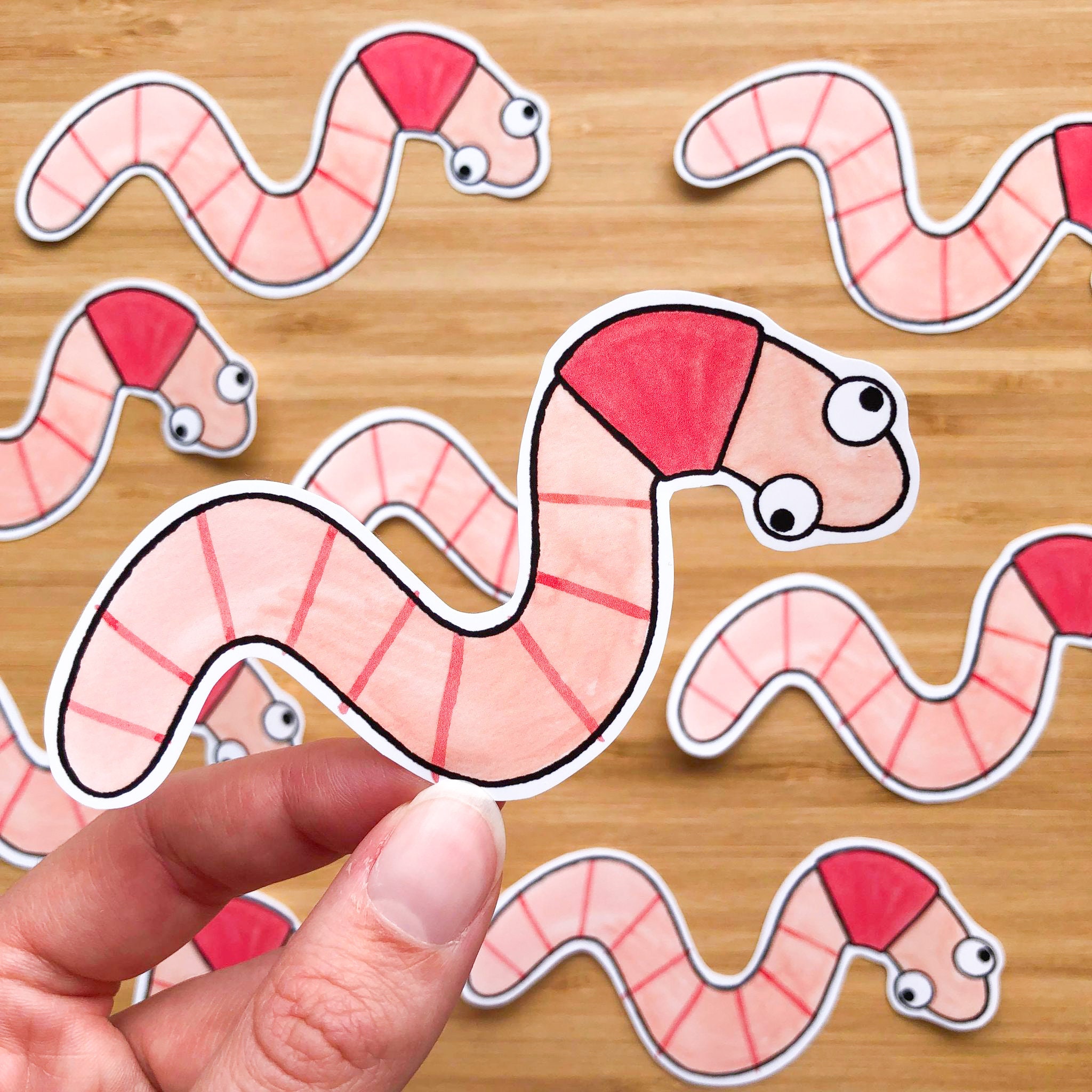 Glossy Vinyl Worm Sticker Worm Sticker Minibeast Stickers - Etsy UK