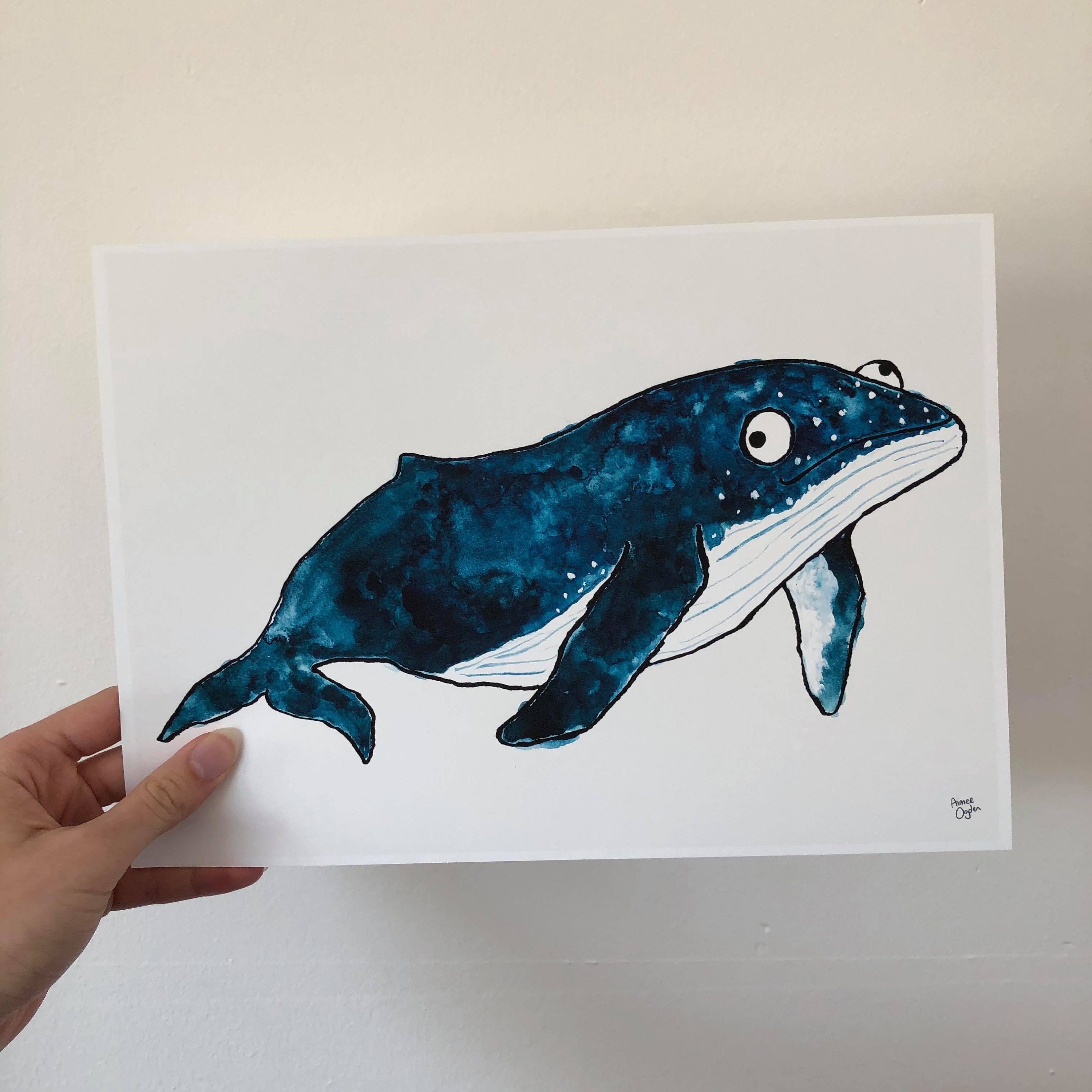 Estampado de ballena Happy Whale Print Ballena azul - Etsy España