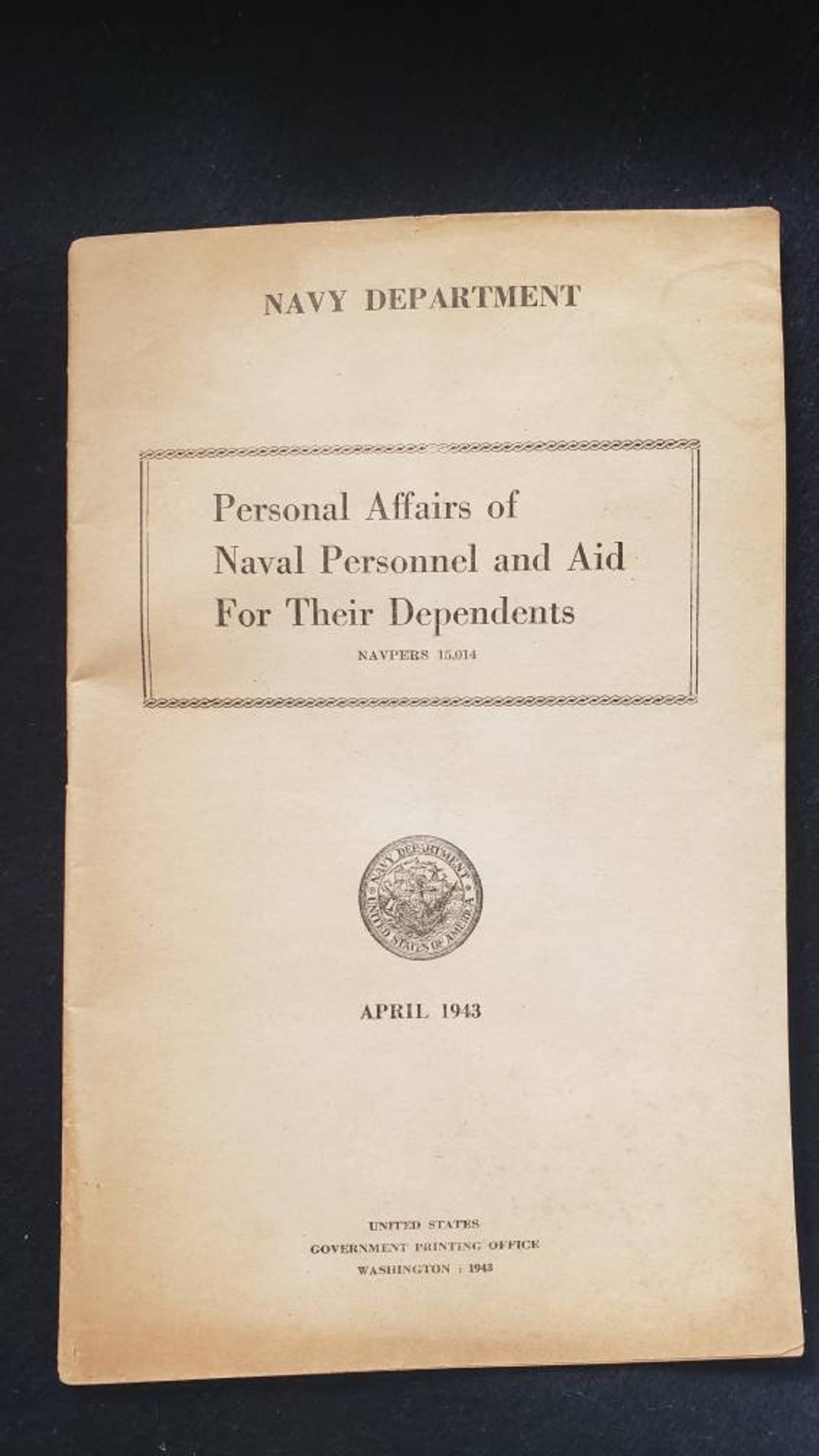 WWII Navy Pamphlet Personal Affairs of Naval Personnel 1943 - Etsy