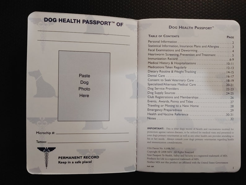 Dog Health Medical and ID Records Booklet - Etsy