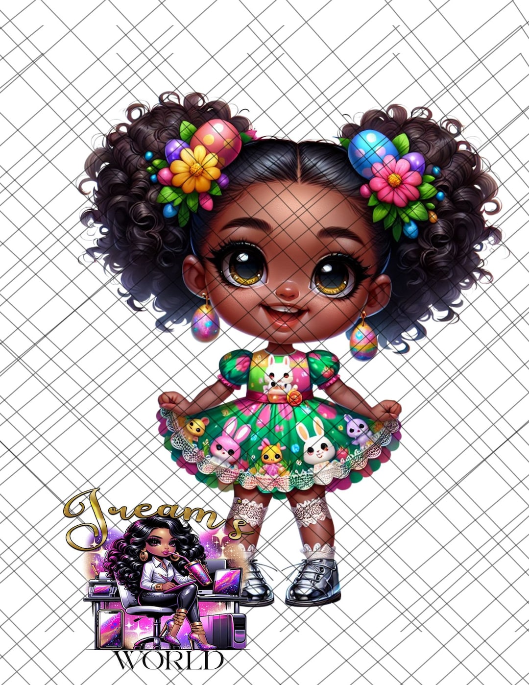 Easter Chibi Doll Clipart: African American Girl (digital Download) - Etsy
