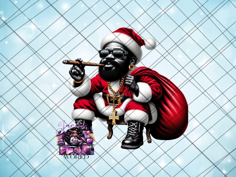 Cool Urban Santa PNG | Stylish Black Santa Christmas Design | Hip Hop ...