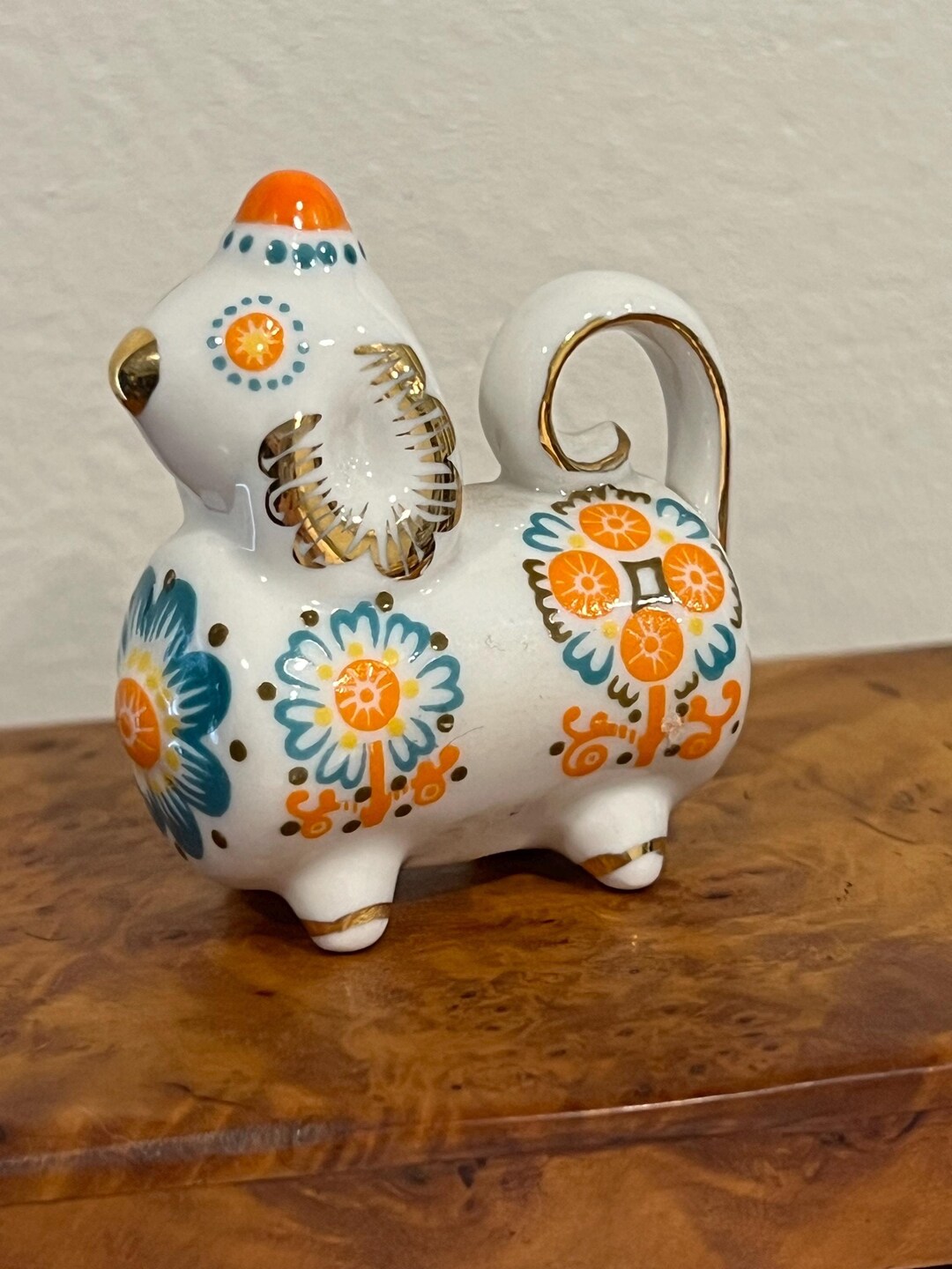 Soviet Porcelain Possibly LFZ Lomonosov Little Dog Little Ram Floral ...