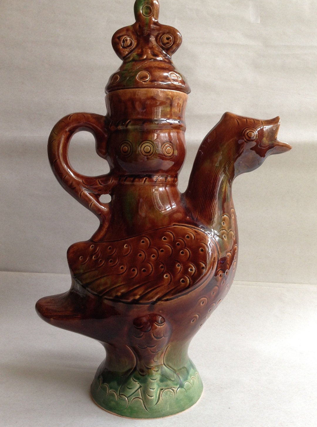 Vintage Russian Skopinskaya Pottery Pitcher Jug Duck Russian Folk Art ...