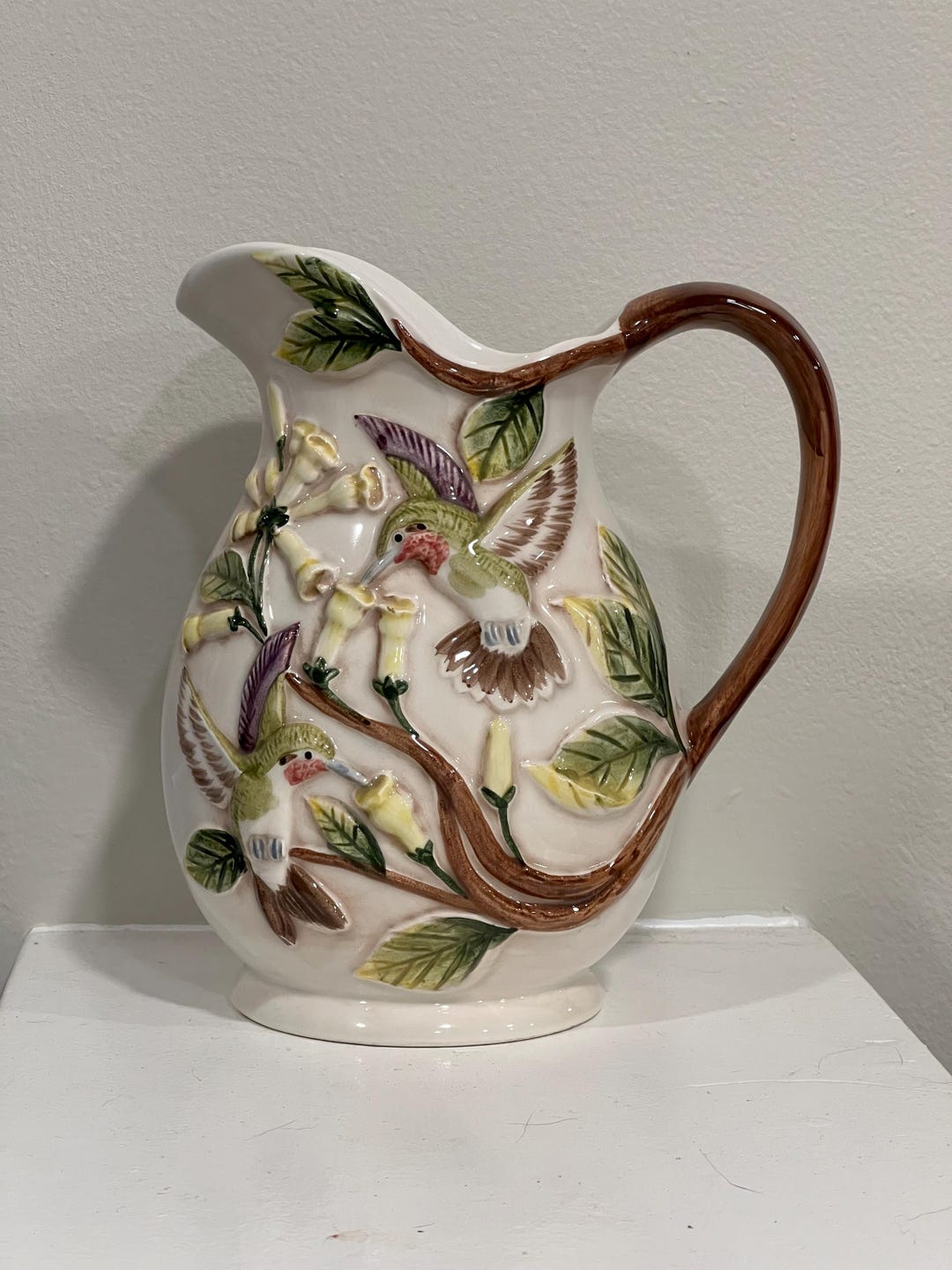 Vintage Takahashi Hummingbird Pitcher: Hand-painted San Francisco Jug ...
