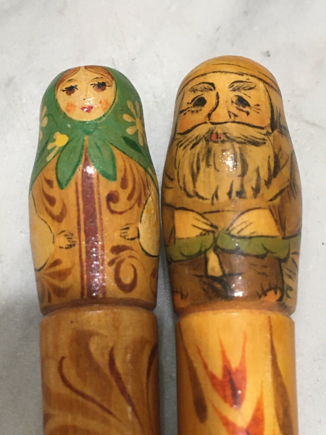 Vintage Russian Wooden Pens Souvenirs Gnome Elf Dwarf Russian - Etsy