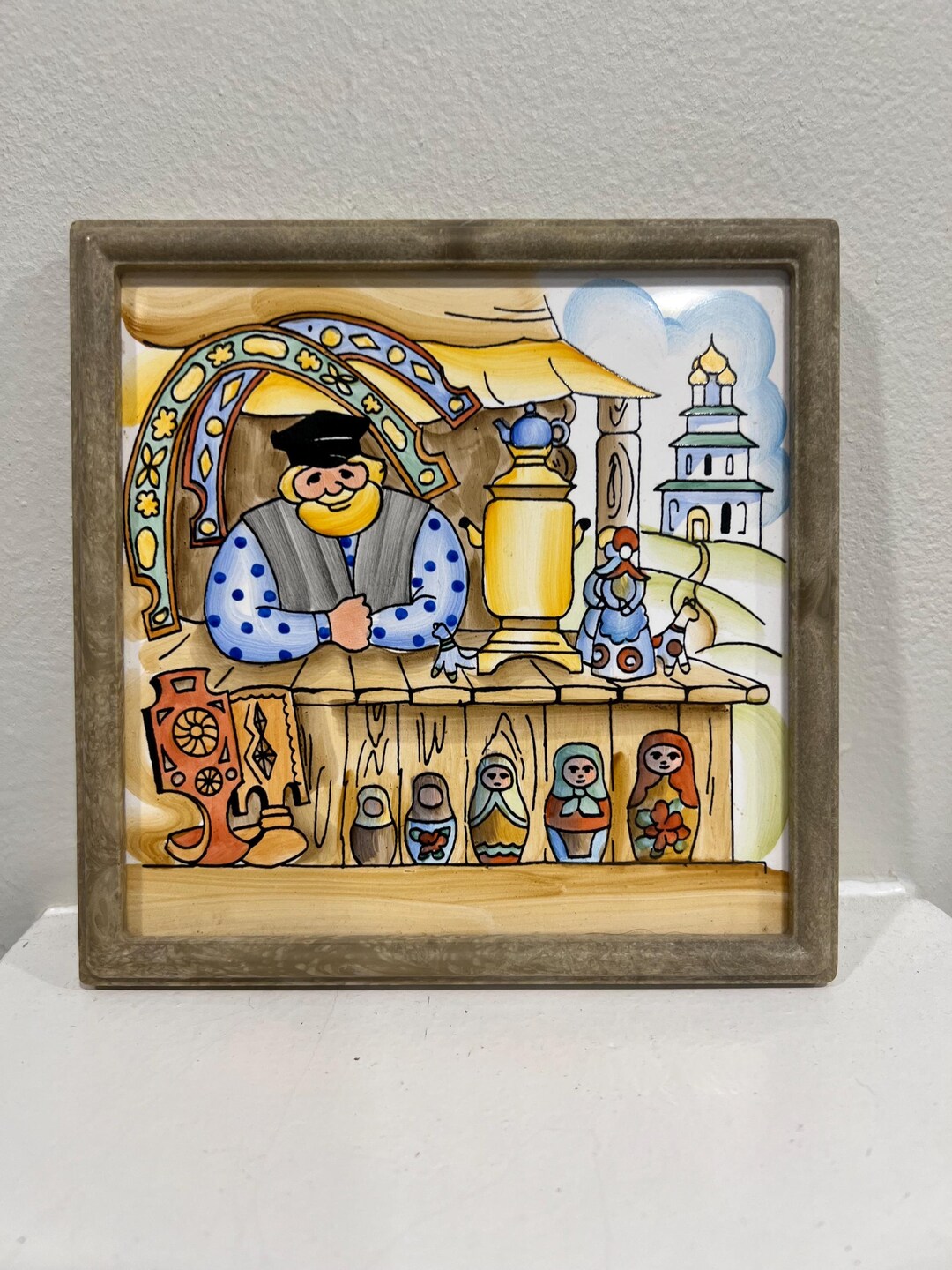 Early 1980s Russian Decorative Tile Matryoshka Seller at a Fair ...