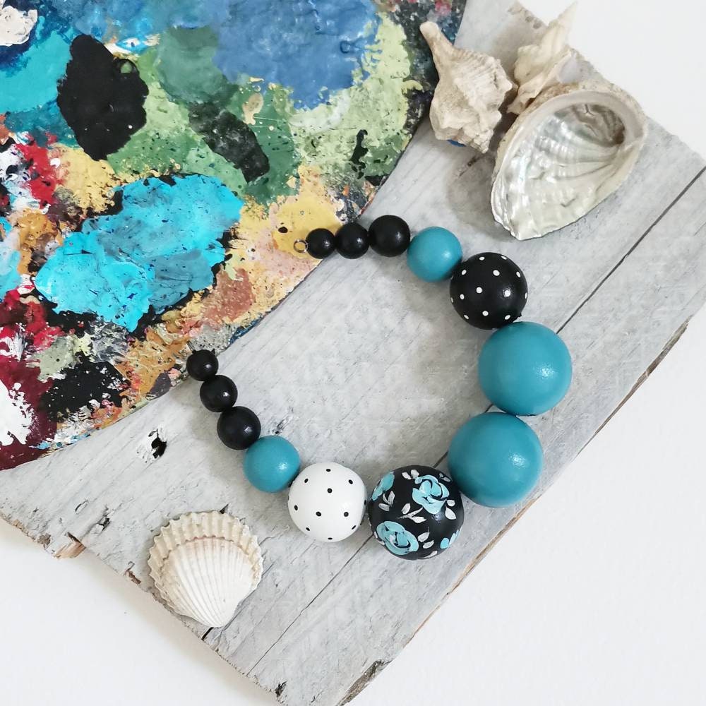 Hand Painted Wooden Beads Necklace Made to Order Wooden - Etsy