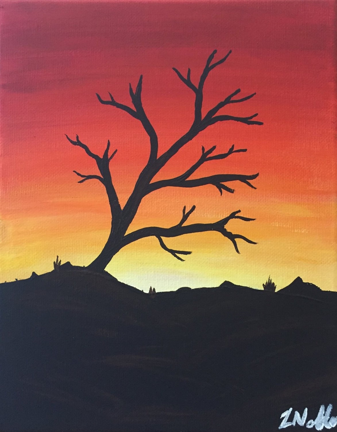 Sunset With Trees Paintings