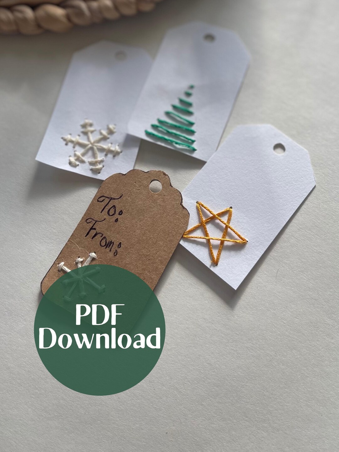 Christmas Gift Tag PDF Pattern, Instant Download, Embroidery Pattern ...