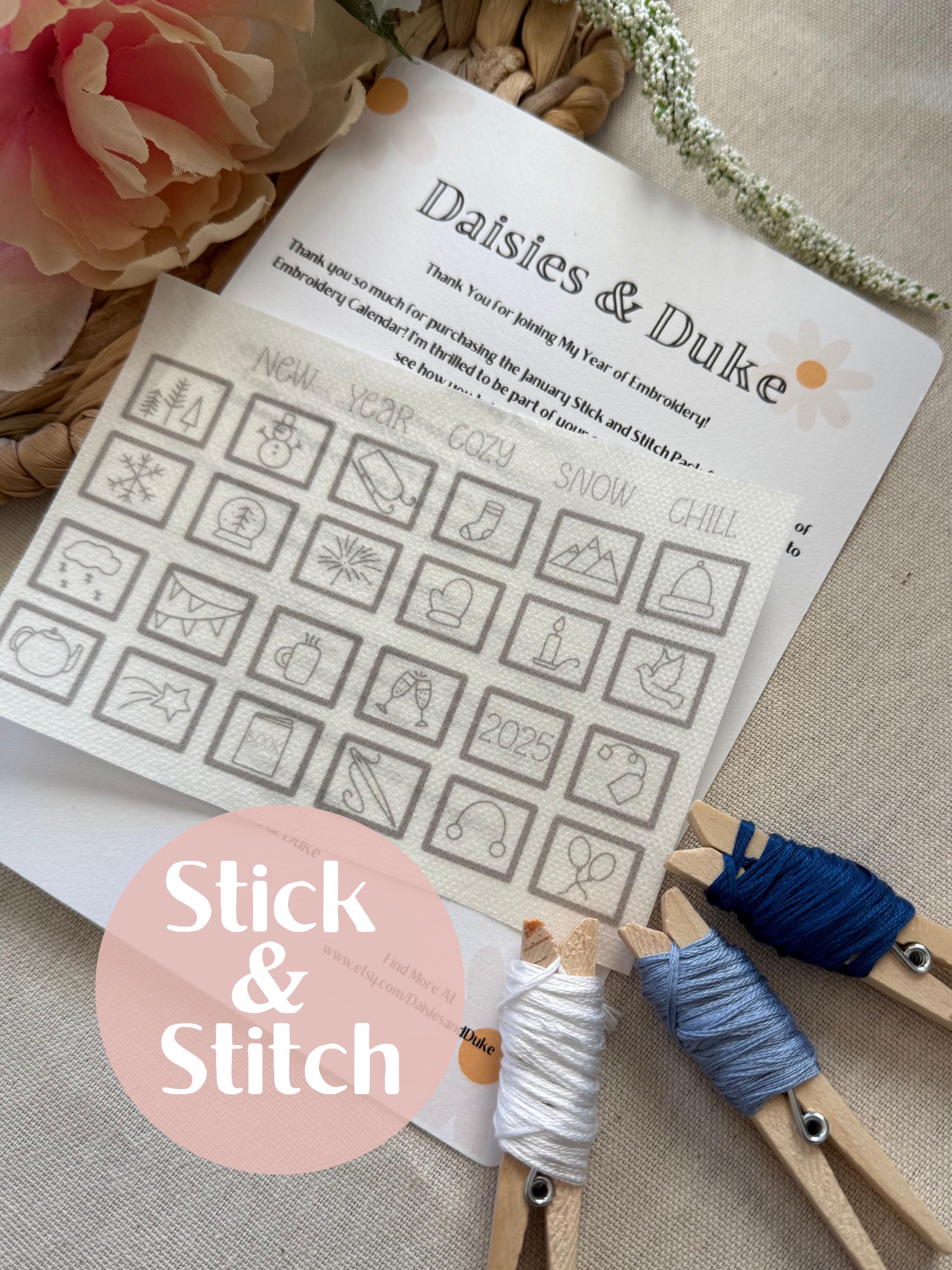 January Stick and Stitch Embroidery Pattern: Winter Designs - Etsy