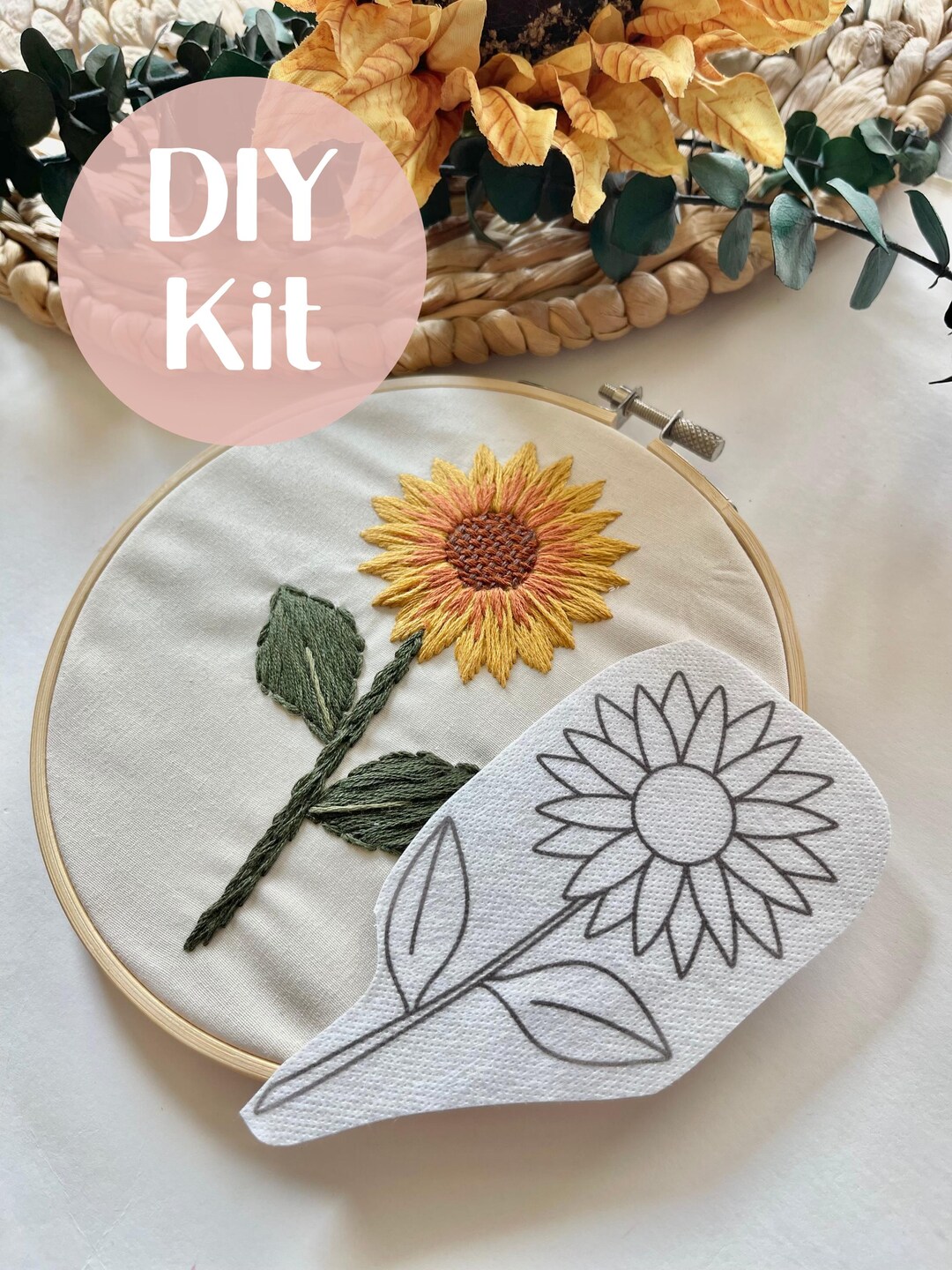 Sunflower Stick and Stitch Embroidery Kit: Beginner Floral DIY - Etsy