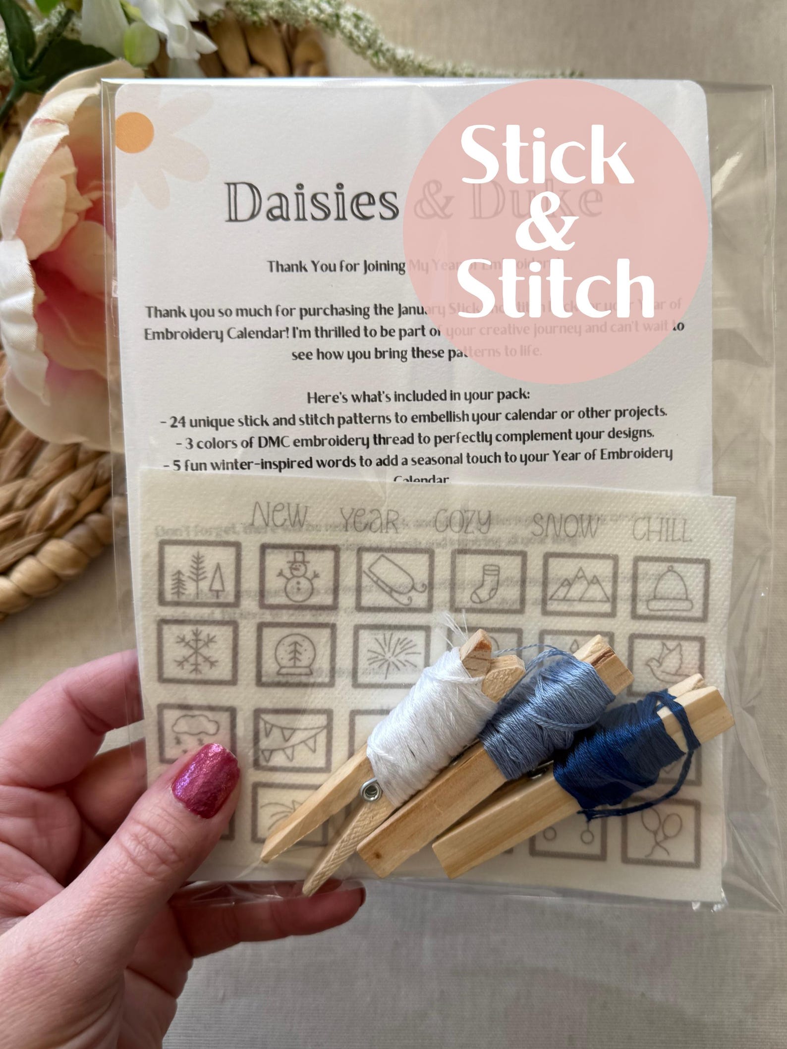 January Stick and Stitch Embroidery Pattern: Winter Designs - Etsy