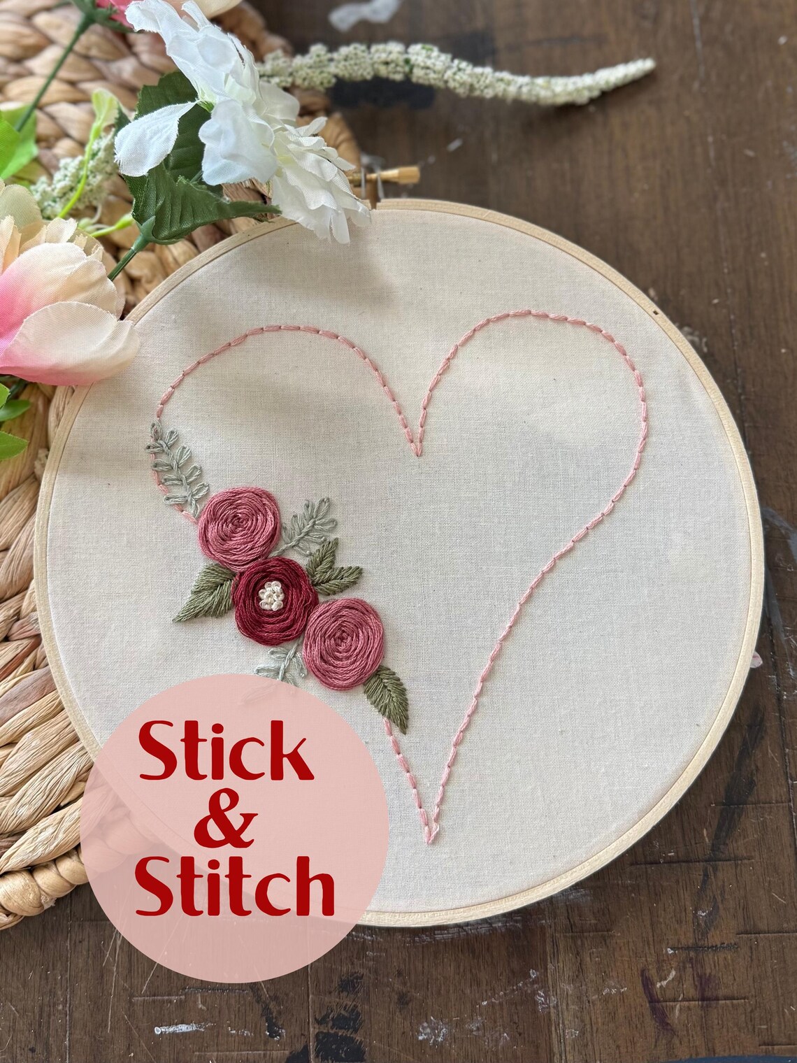 Valentine’s Day Stick and Stitch Embroidery Pattern, Valentine, Hand ...