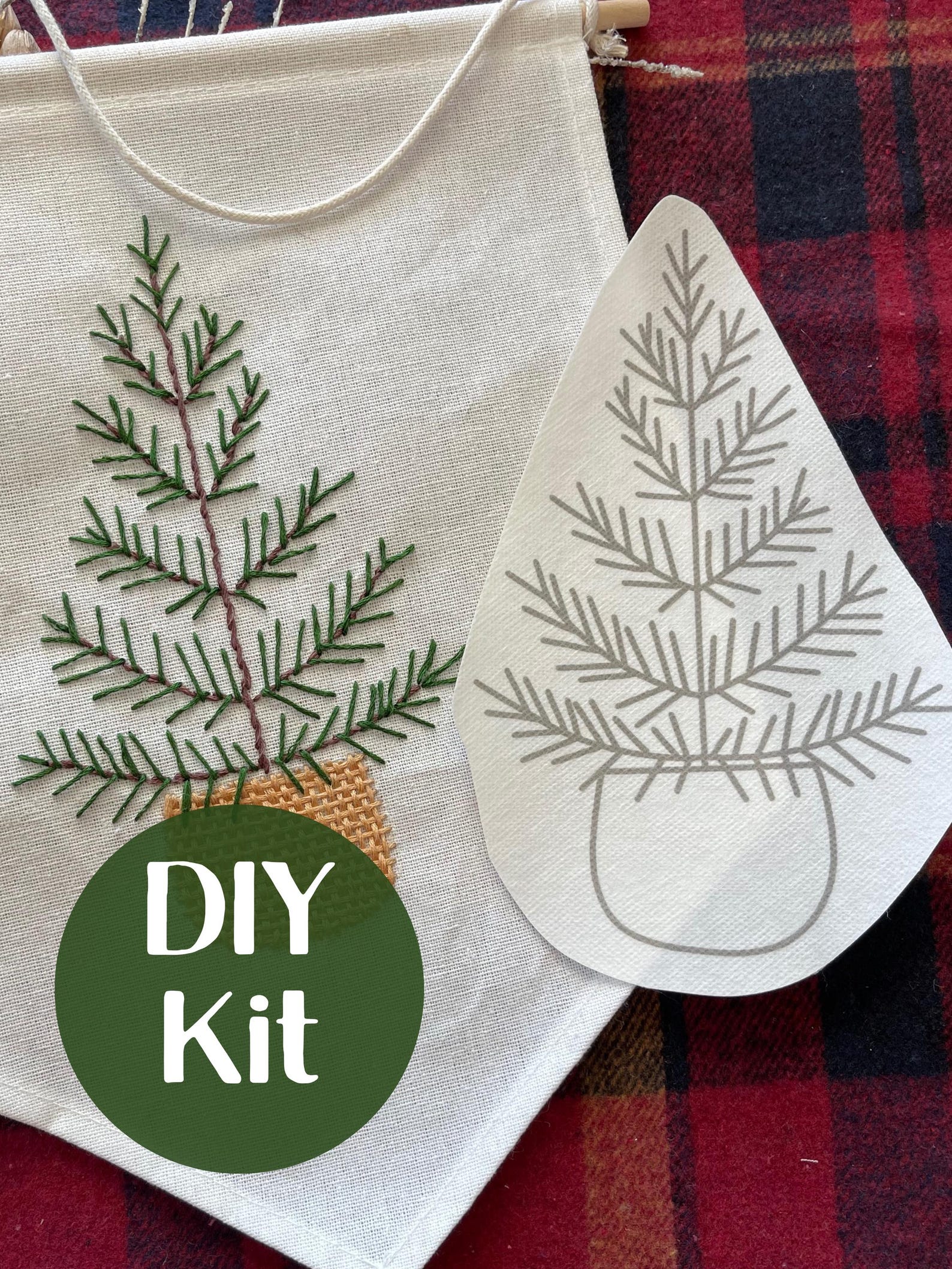 DIY Tree Embroidery Kit, Hand Embroidery Kit, Christmas Embroidery ...