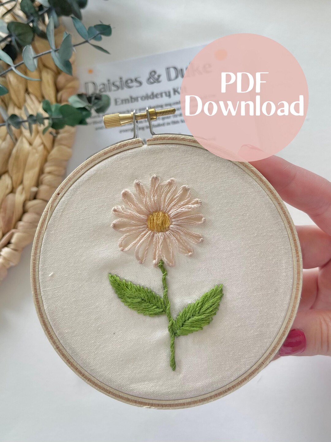 Daisy Embroidery Pattern, Floral Design, Beginner Friendly (PDF Pattern ...