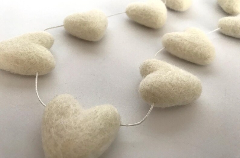 Heart Garland Heart Decoration White Heart Decor Felt Heart | Etsy