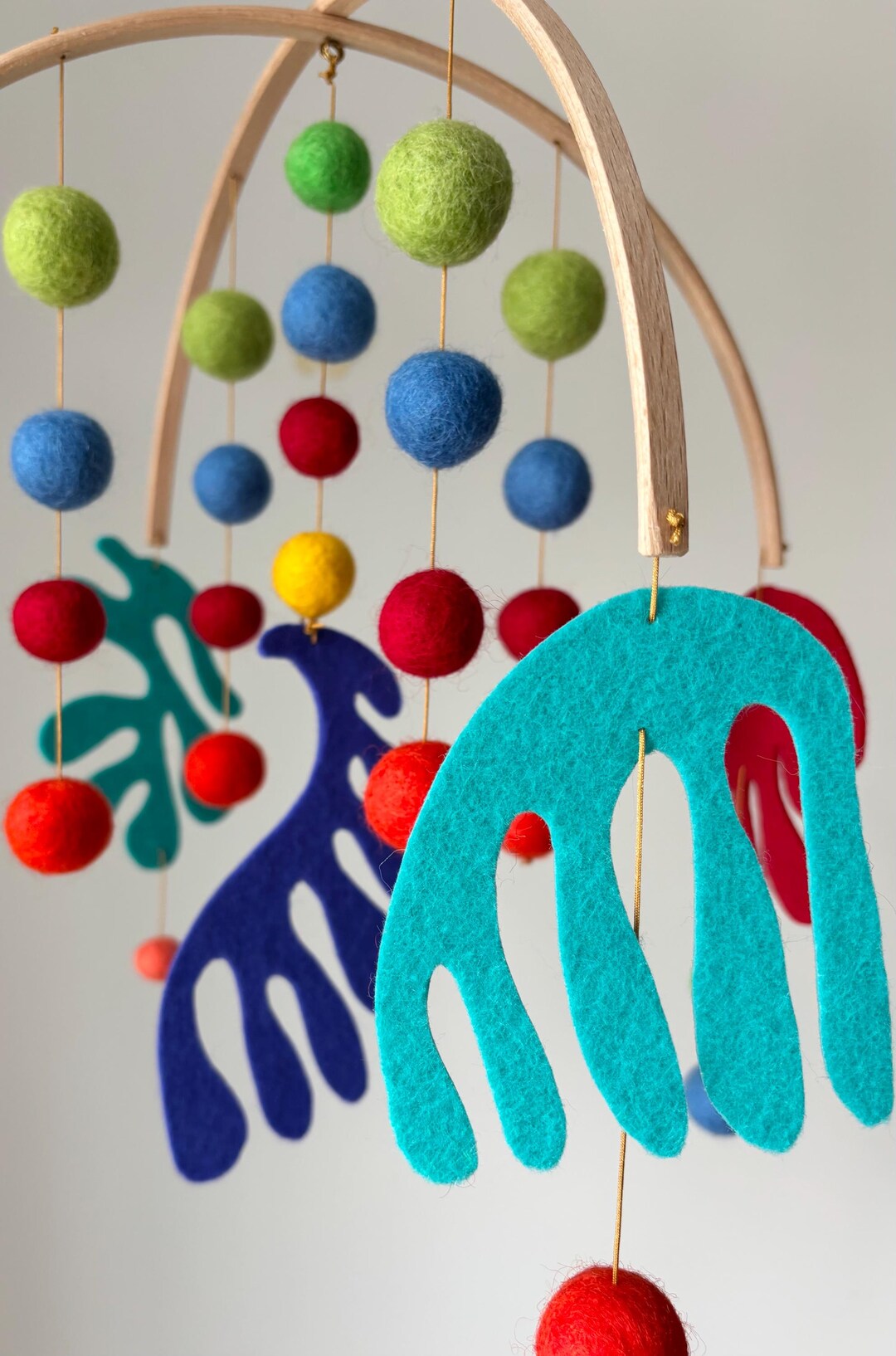 Baby Felt Ball Mobile for Nursery or Playroom in Bright Colors Inspired ...